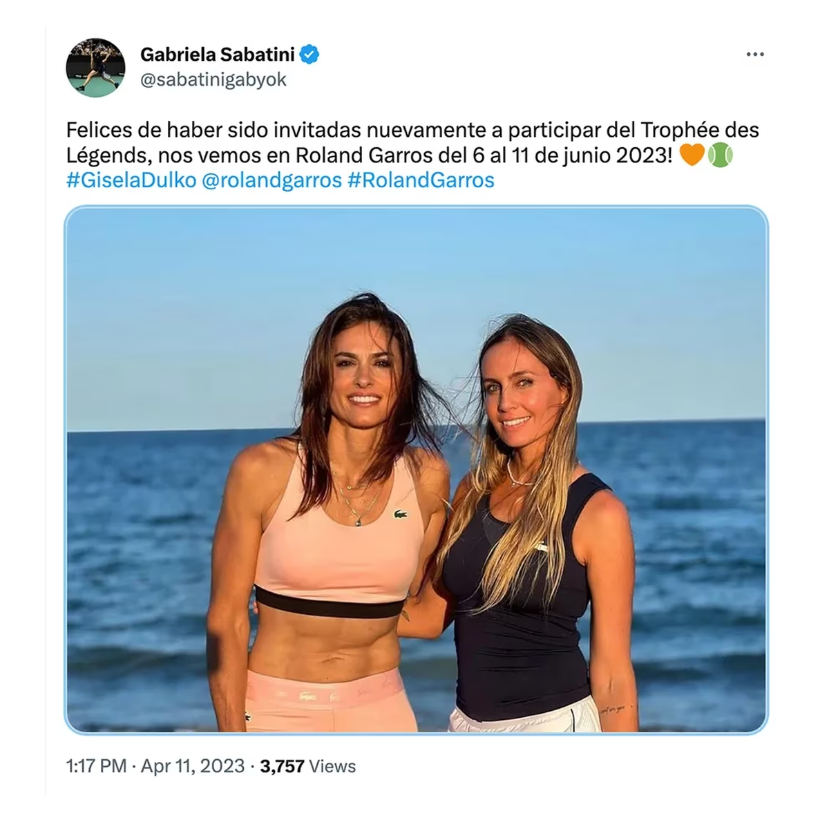 Gabriela Sabatini y Gisela Dulko volverán al Roland Garros